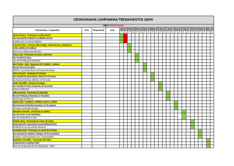 Cronograma de Campanhas - QSMS | PDF