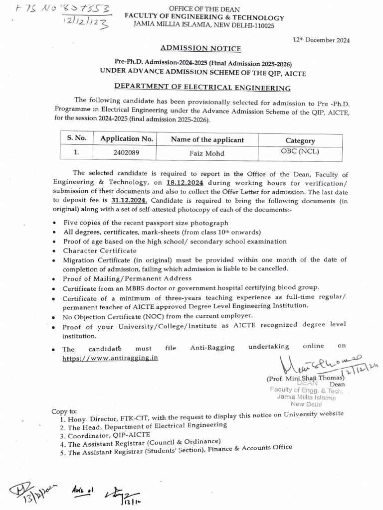 Notice Admission El 2024december12 | PDF