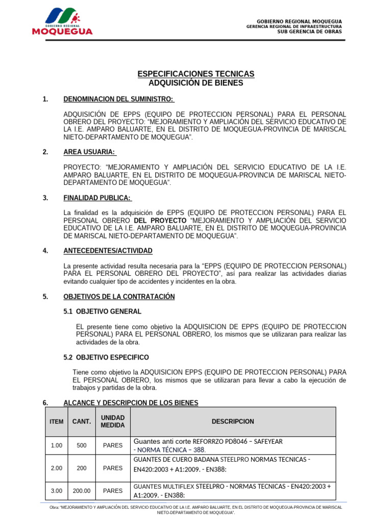 Requerimiento de Epps Tdr. | PDF | Soldadura | Construcción