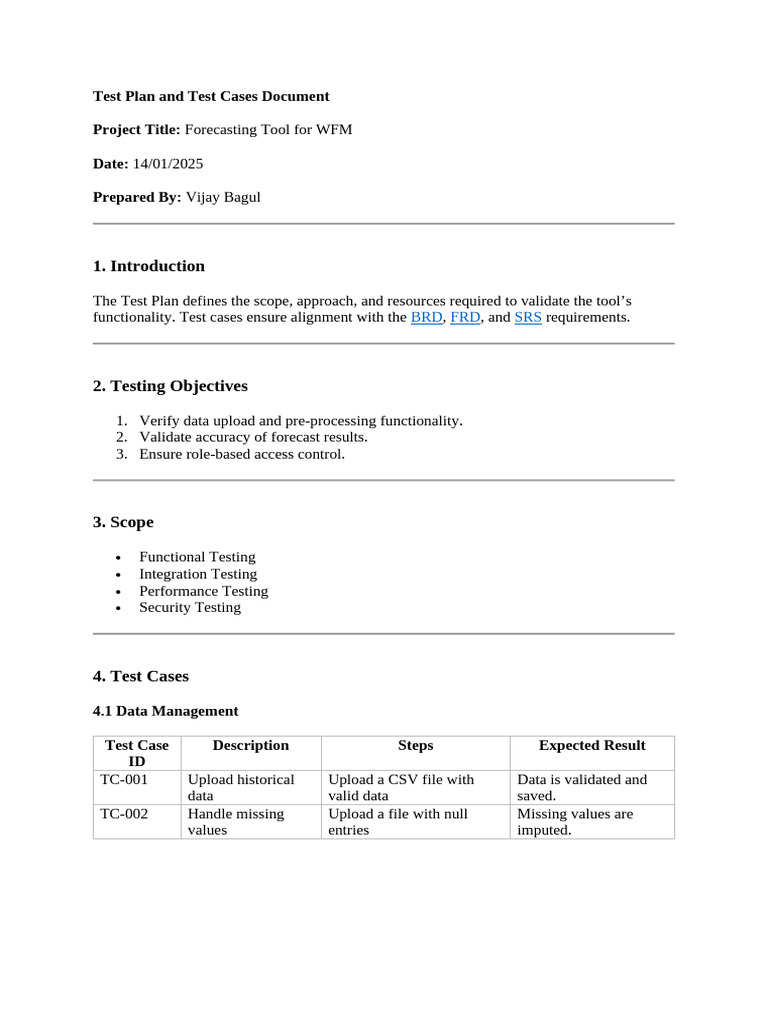 Test Plan Forcasting Tool v1 | PDF