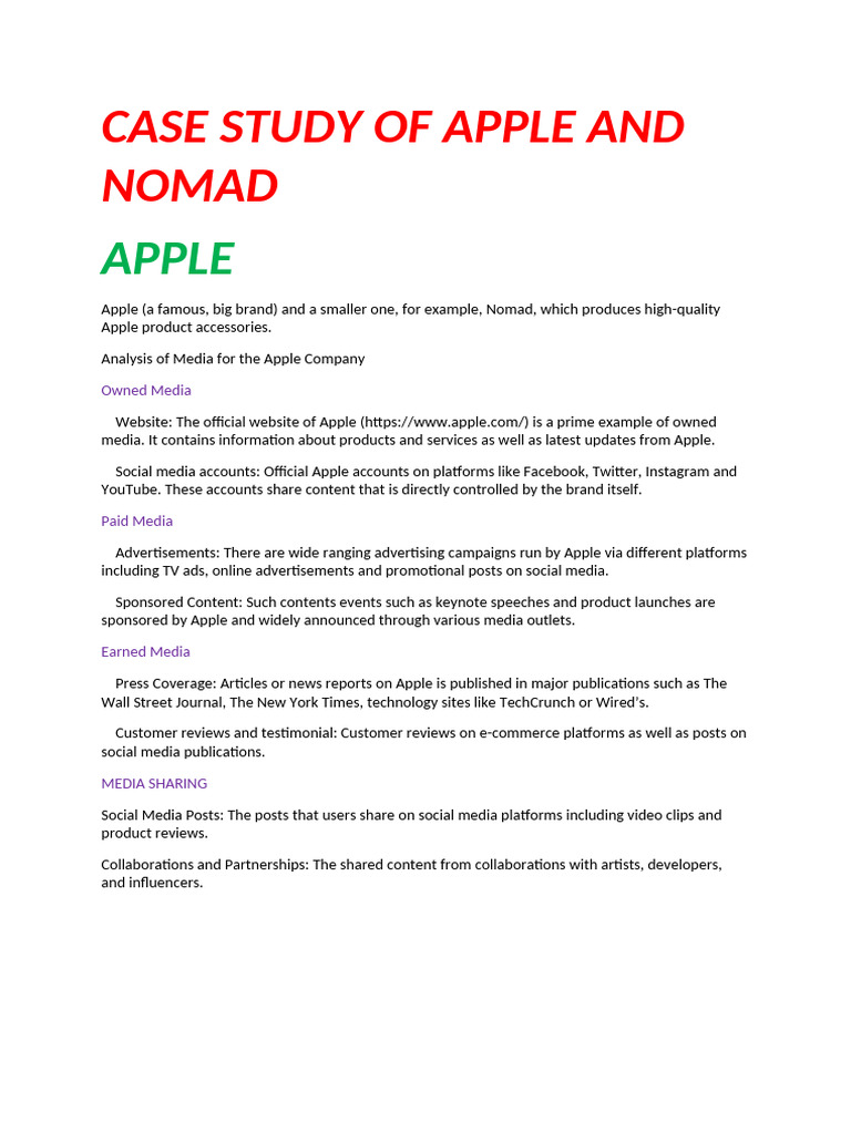 CASE STUDY OF APPLE AND NOMAD | PDF | Popular Culture & Media Studies | Social Media