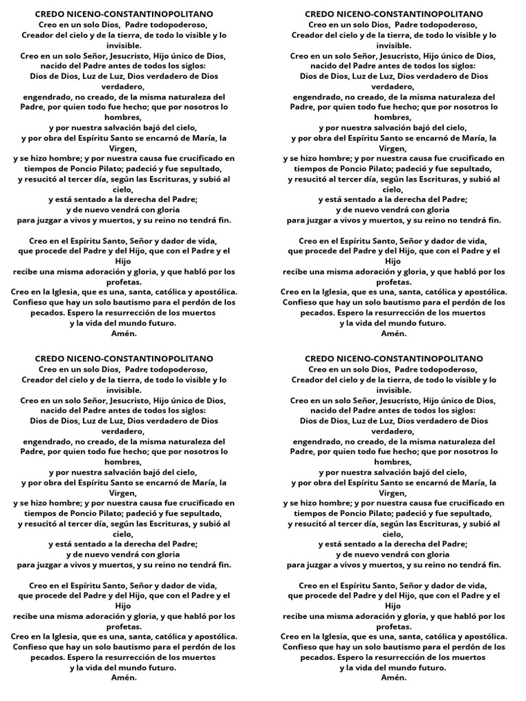 Credo Niceno-Constantinopolitano Imprimir | PDF | espíritu Santo ...