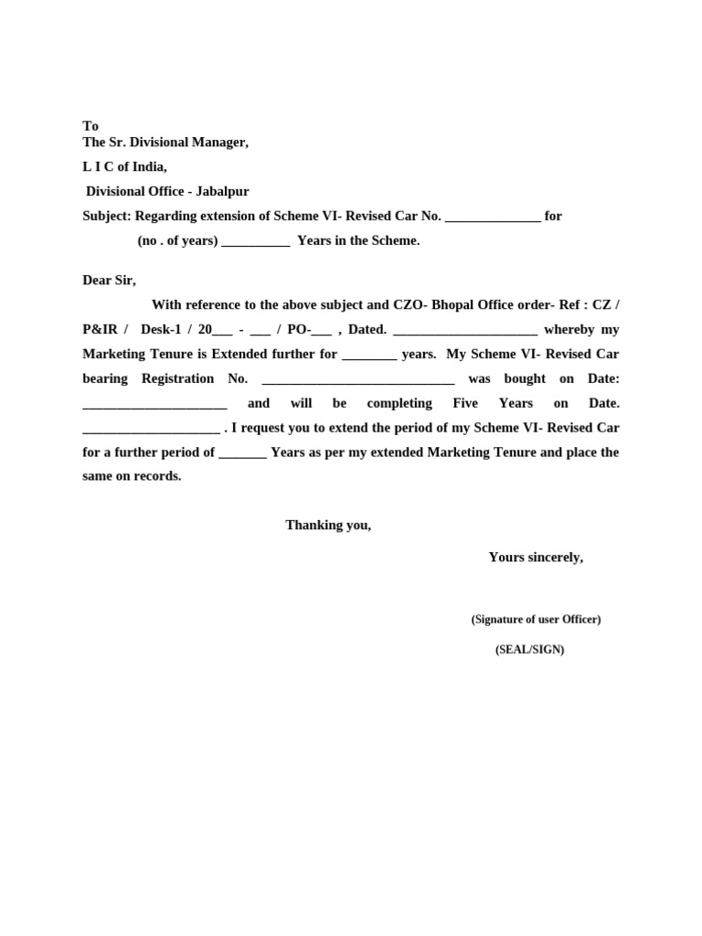 Request for Scheme VI Car Extension | PDF