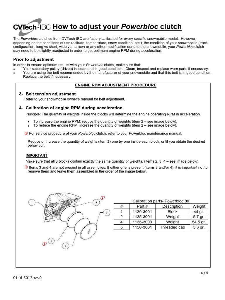 Adjusting Powerbloc Clutch RPM Guide | PDF | Belt (Mechanical ...