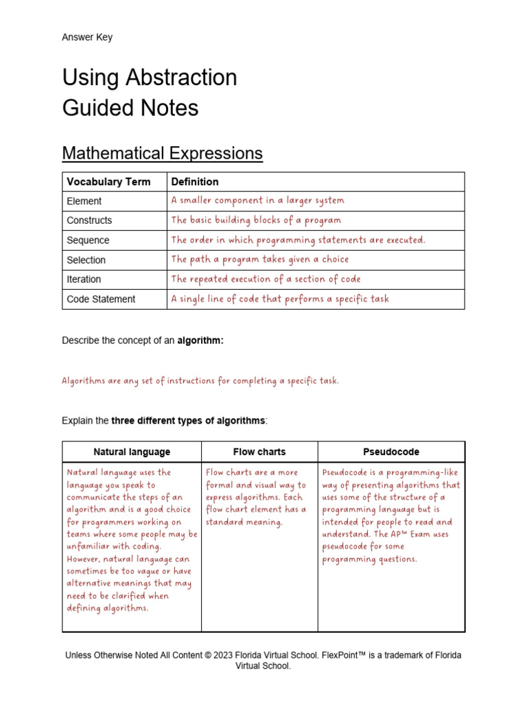 Module 3 Guided Notes Using Abstractions Pdf Parameter Computer Programming Algorithms