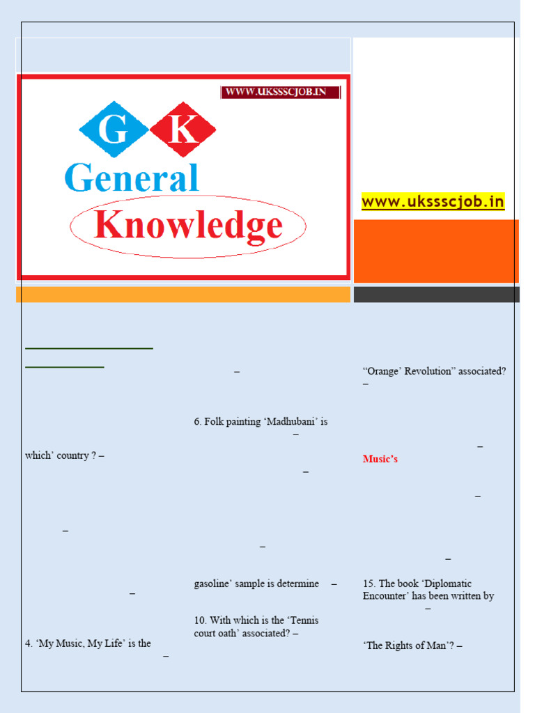 50 GK Question Answer PDF Download | PDF