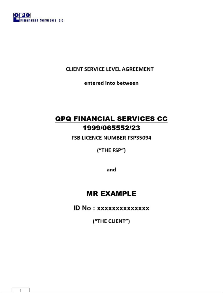 service_level_agreement | PDF | Financial Adviser | Fee
