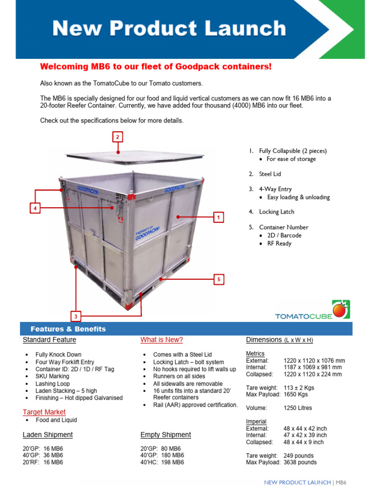 Goodpack MB6 TomatoCube Specs v.1 | PDF