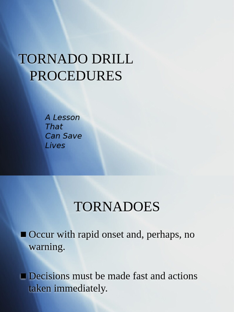 Tornado Drill Procedures for Safety | PDF