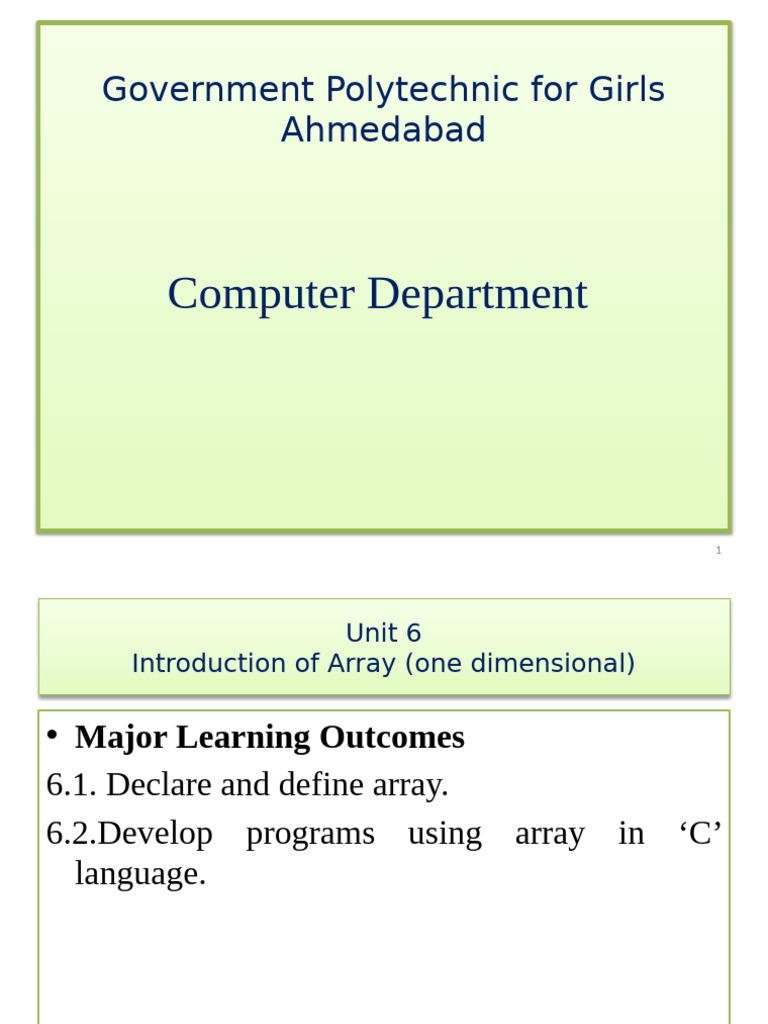 Introduction of Array | PDF | Data Type | Variable (Computer Science) Introduction of Array | PDF | Data Type | Variable (Computer Science)