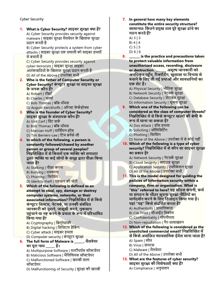 Cyber Security 50 MCQ | PDF
