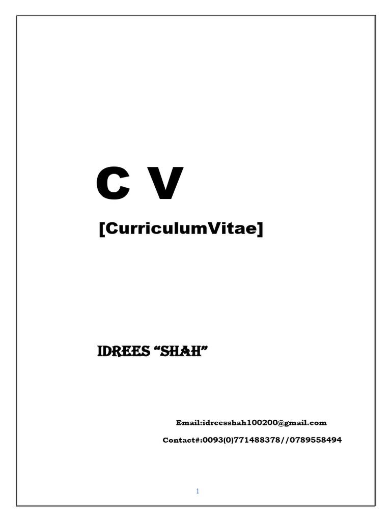 idrees cv | PDF | Afghanistan