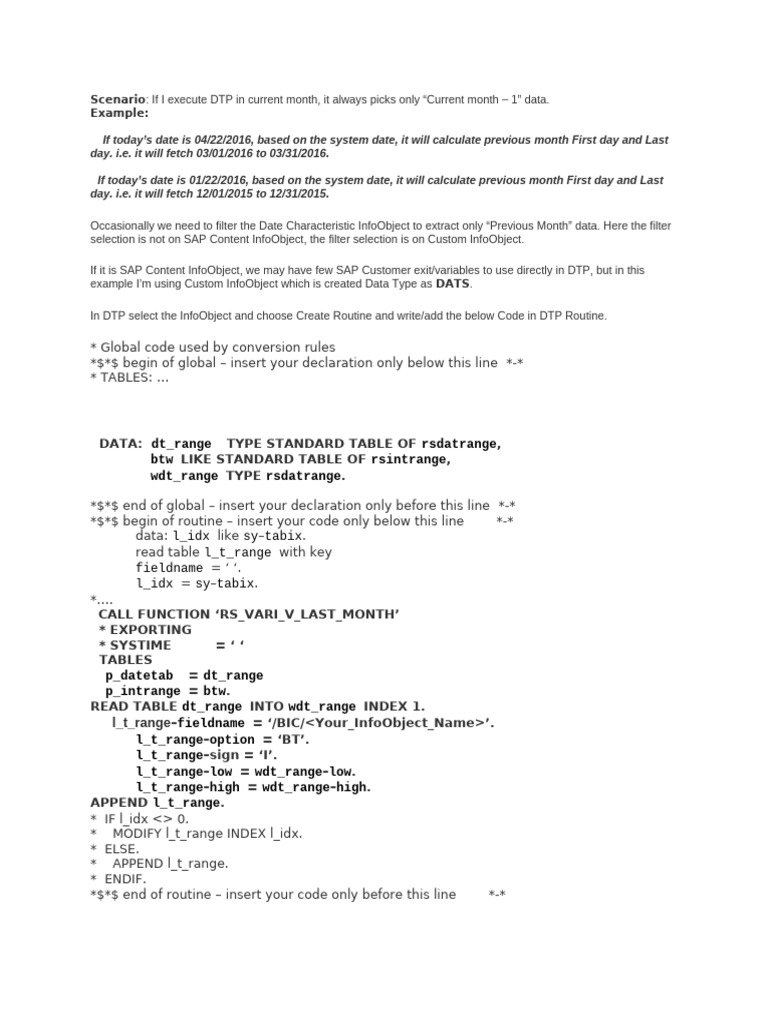 Extract Previous Month Data in DTP | PDF