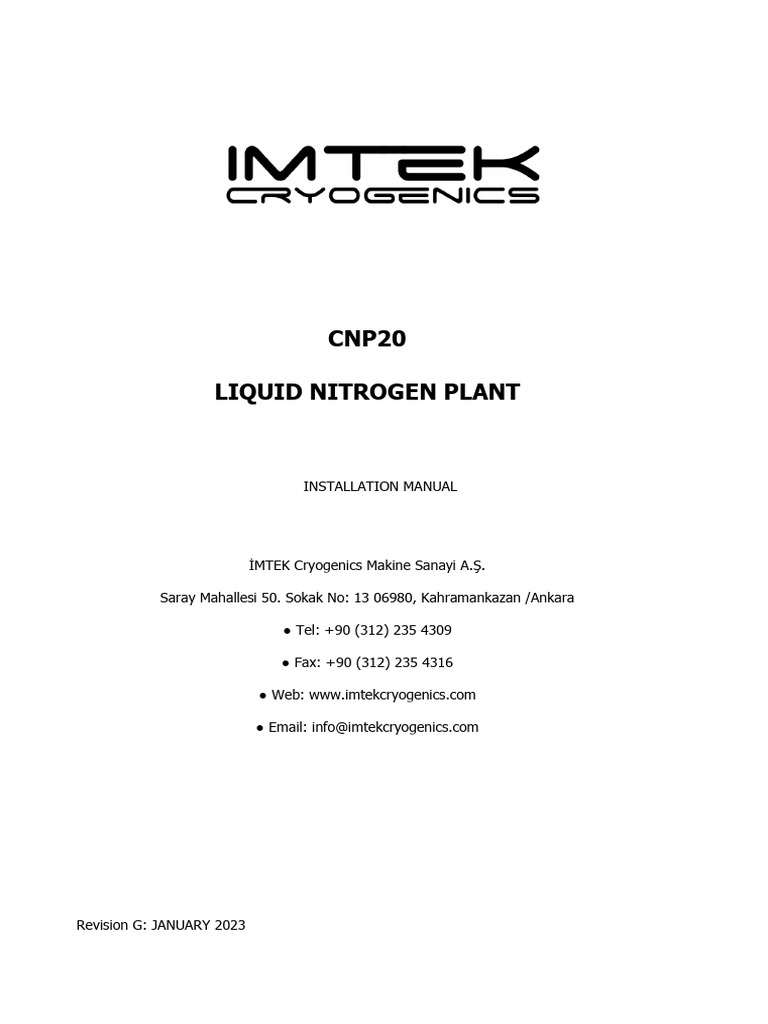 Cnp20 40lt Installation | PDF | Cryogenics