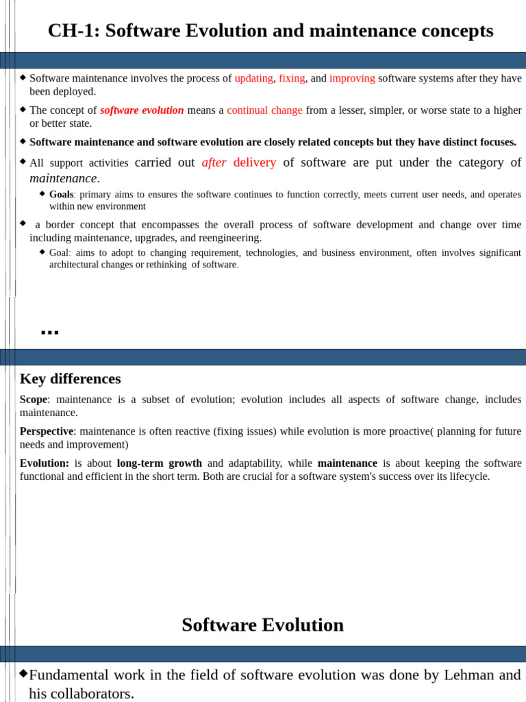 CH-1 SW Evolution & Maintenance | PDF | System | Computing