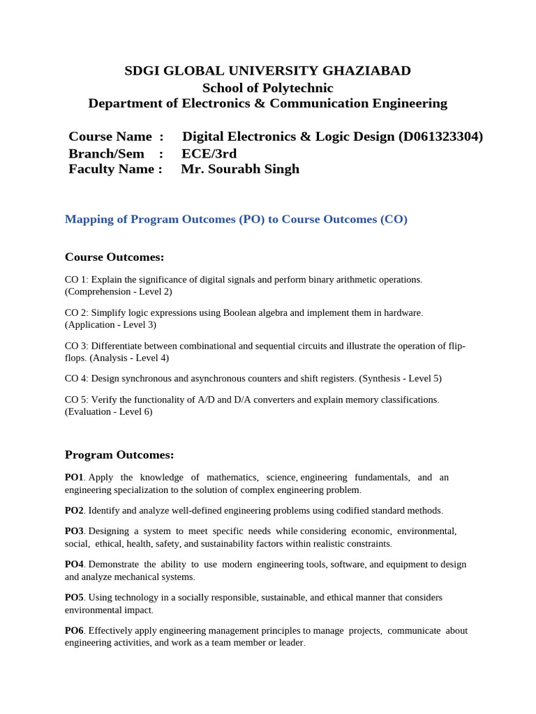 CO & PO DELD | PDF | Engineering | Mathematics