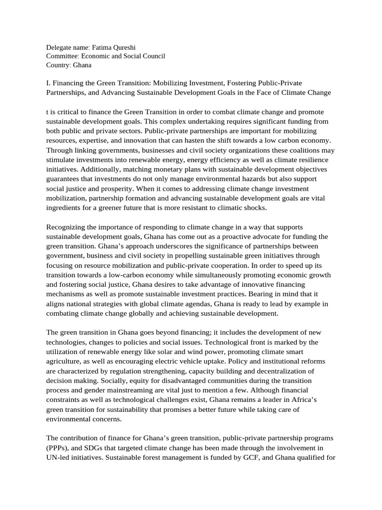 Position Paper - Ghana | PDF | Sustainability | Climate Resilience