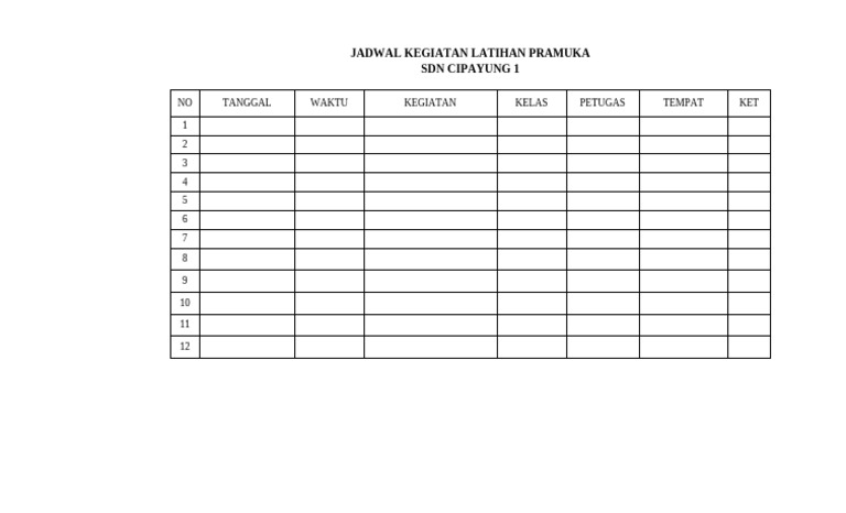 Jadwal Latihan - Mingguan - Pramuka | PDF