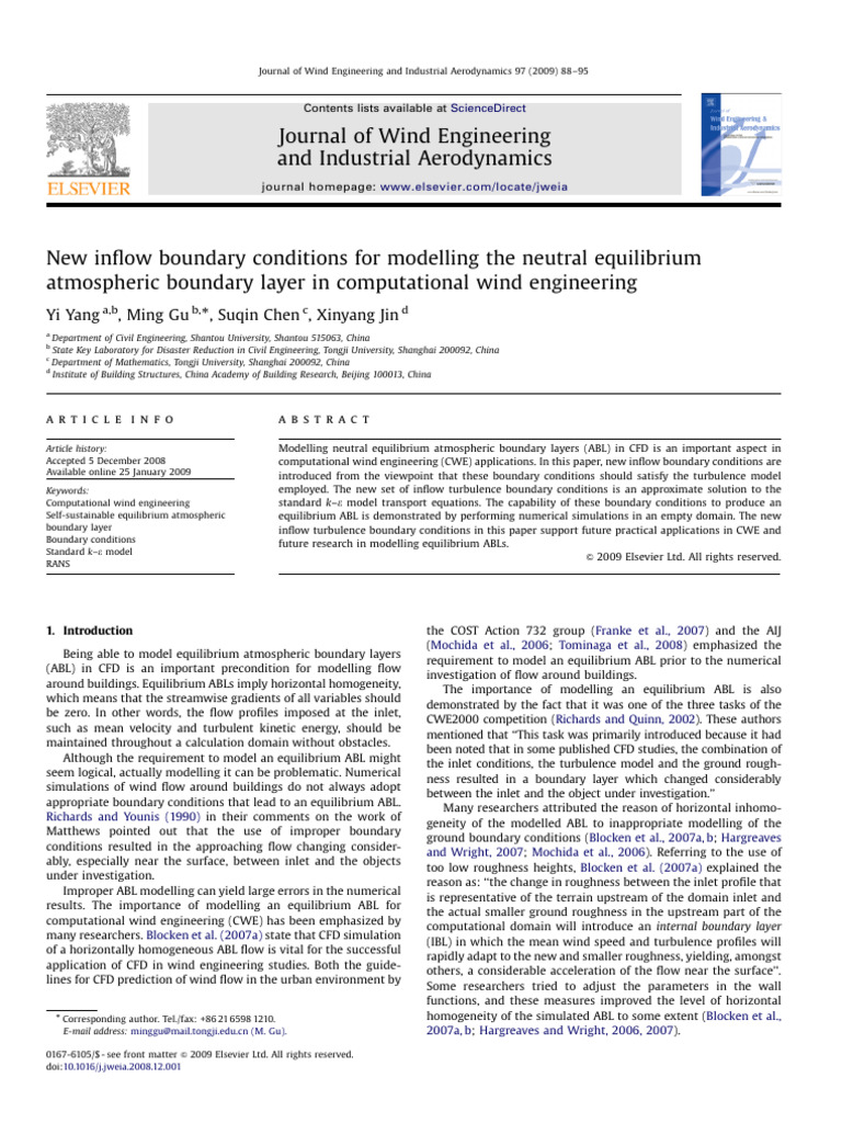 New Inflow Boundary Conditions for Modelling the Neutral Equilibrium Atmospheric Boundary Layer ...