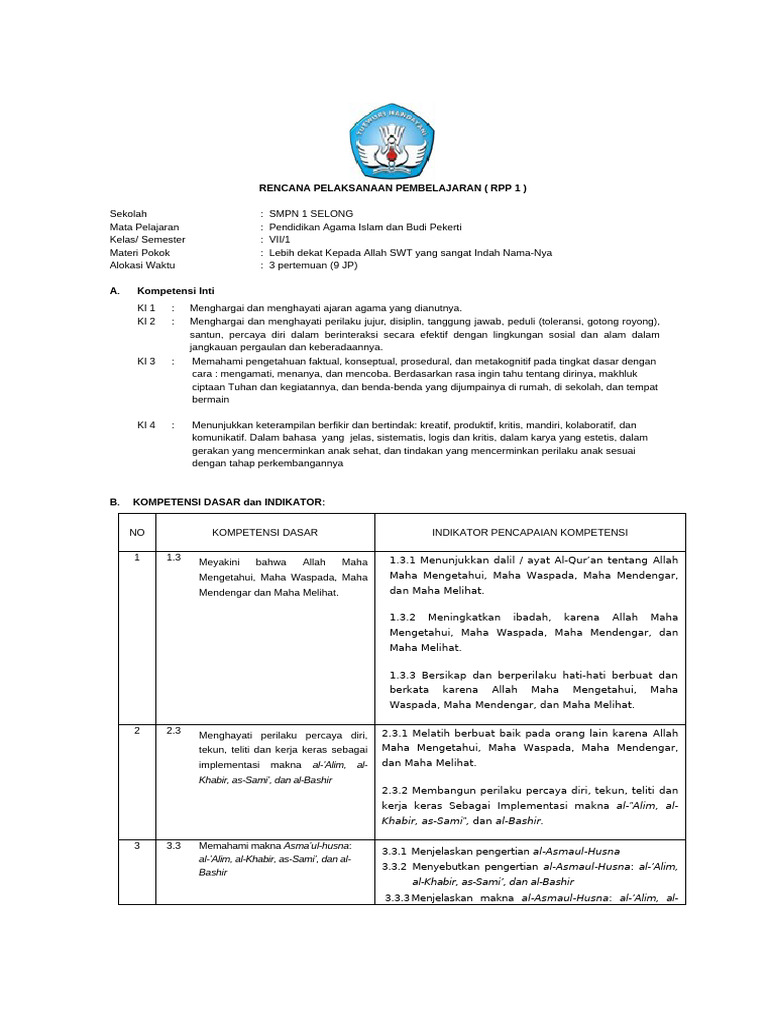 1 - Asmaul Khusna-Iman Kepada Alloh SWT | PDF
