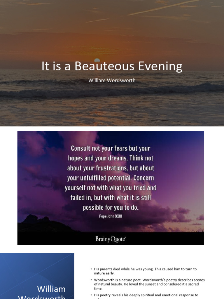 Wordwsorth Beauteous Evening Poem | PDF | William Wordsworth