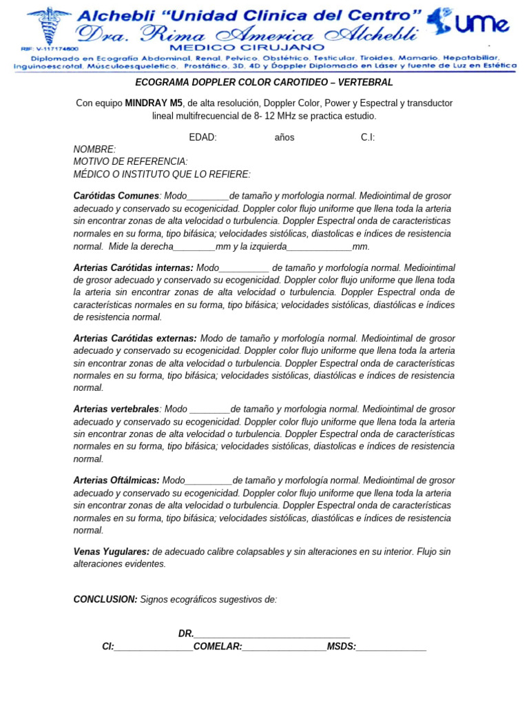 Alchebli Ecograma Doppler Color Carotideo | PDF | Artería | Sistema ...