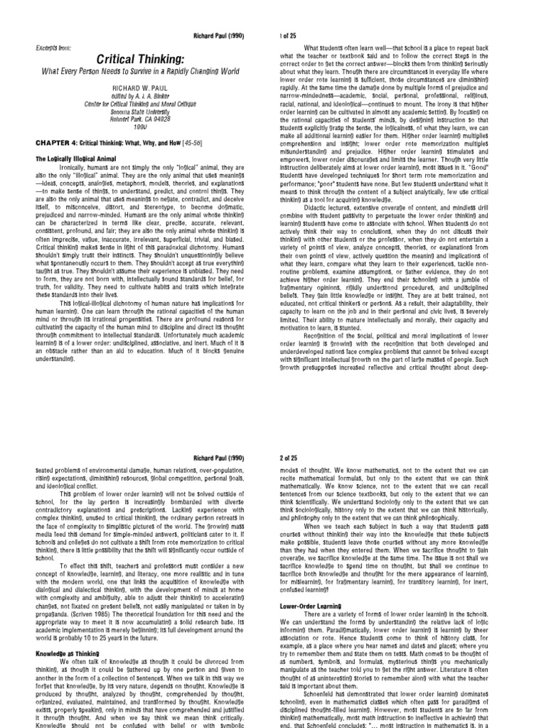 Critical Thinking - What, Why, and How-4 | PDF | Thought | Critical Thinking