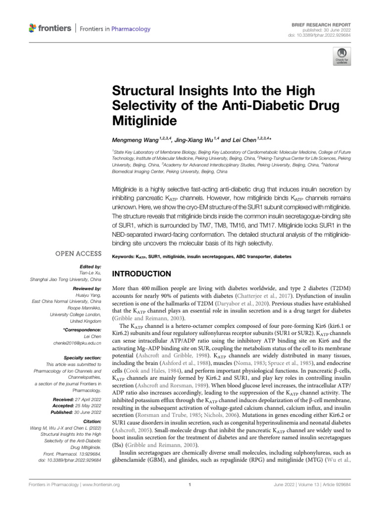 Structural Insights Into The High Selectivity of The Anti-Diabetic Drug ...