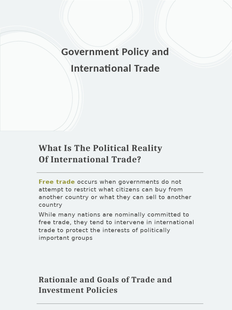 Government Intervention in Trade Policies | PDF | Tariff | Economies
