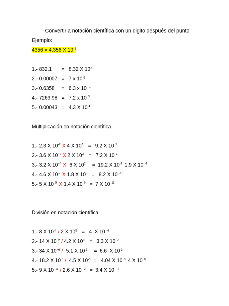 Notación Científica y Operaciones | PDF