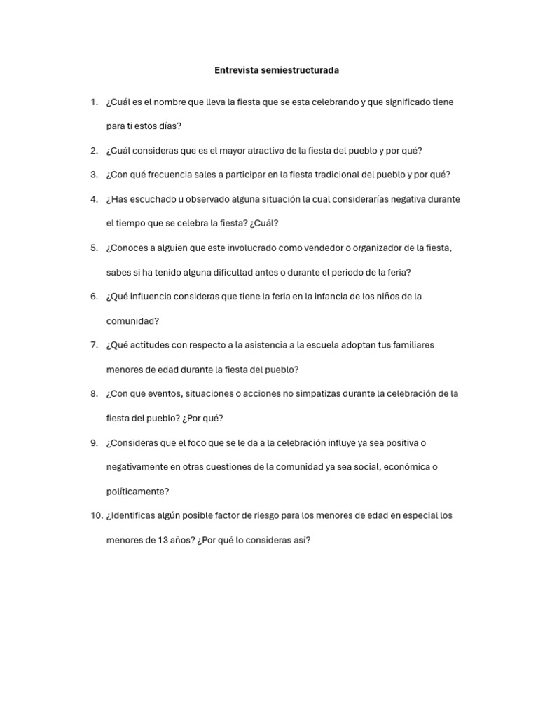 Entrevista Semiestructurada | PDF