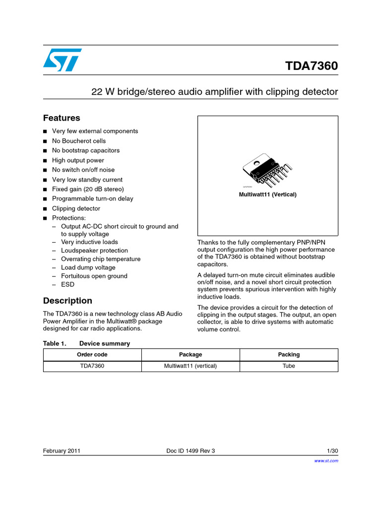 TDA7360 | PDF | Amplifier | Power Supply
