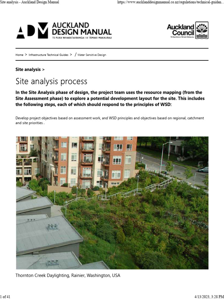 Auckland Design Manual: Site Analysis Guide | PDF | Riparian Zone ...