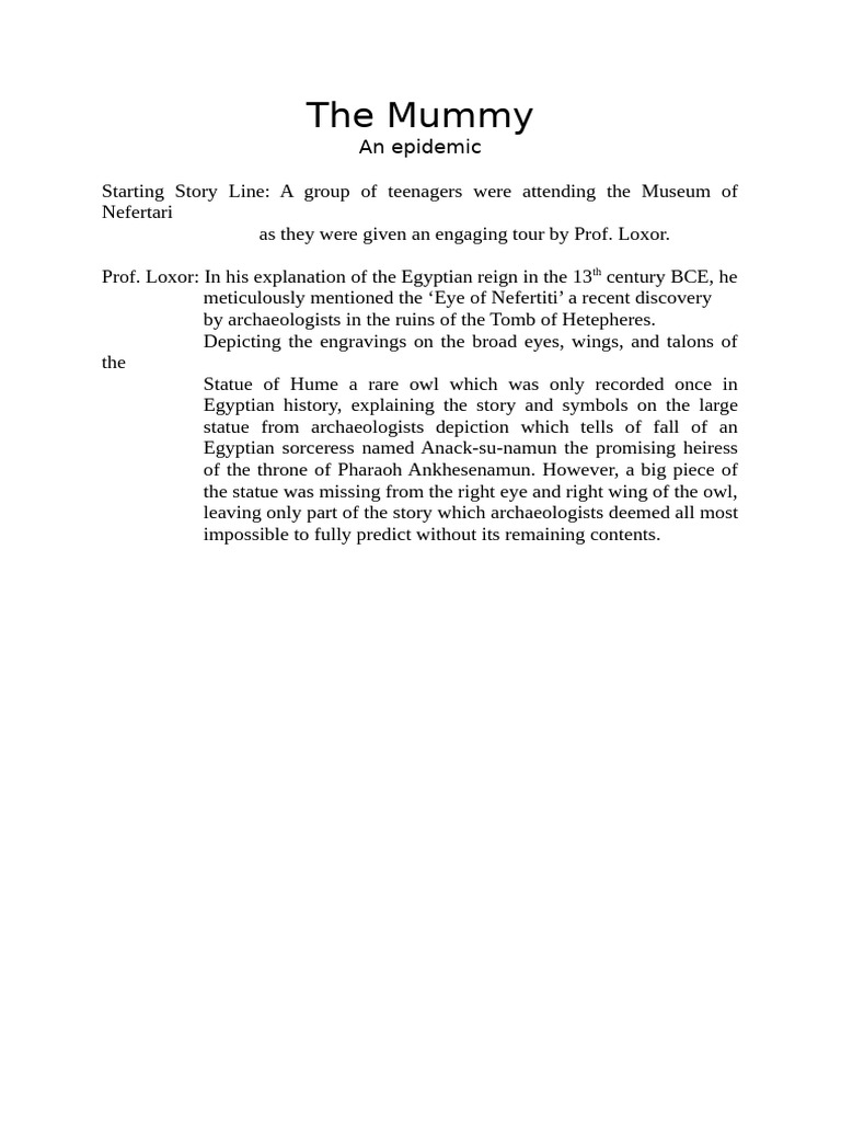 The Mummy An Epedimic (Original Story) | PDF