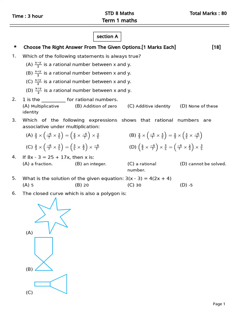 class 8 maths term 1. | PDF | Mathematics | Elementary Geometry