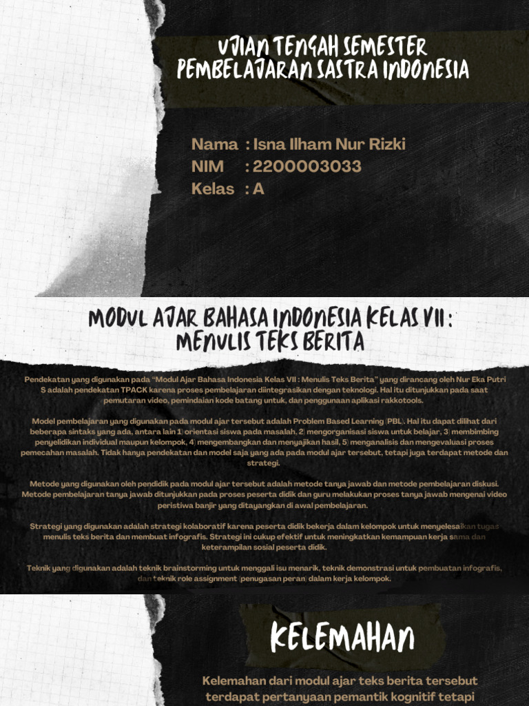 UTS Pembelajaran Sastra Indonesia (Analisis Modul Ajar) | PDF