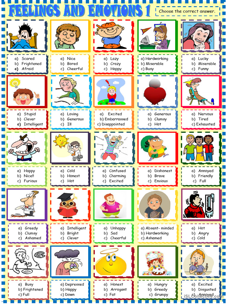 Feelings and Emotions - Multiple Choice Activity11 | PDF
