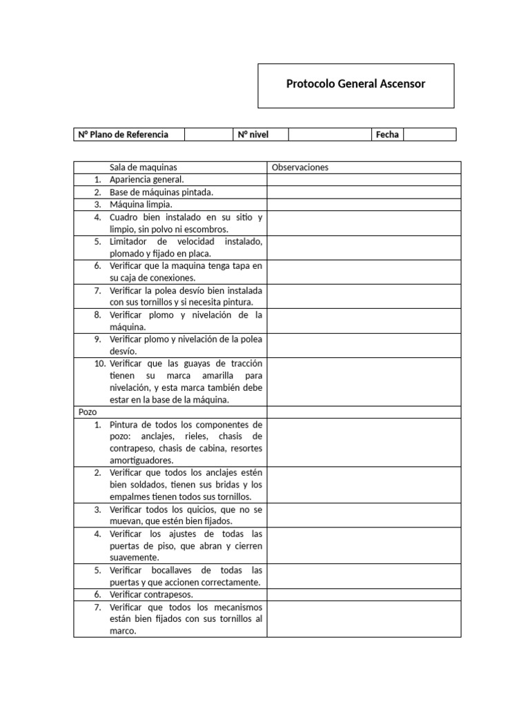 protocolo ascensor | PDF