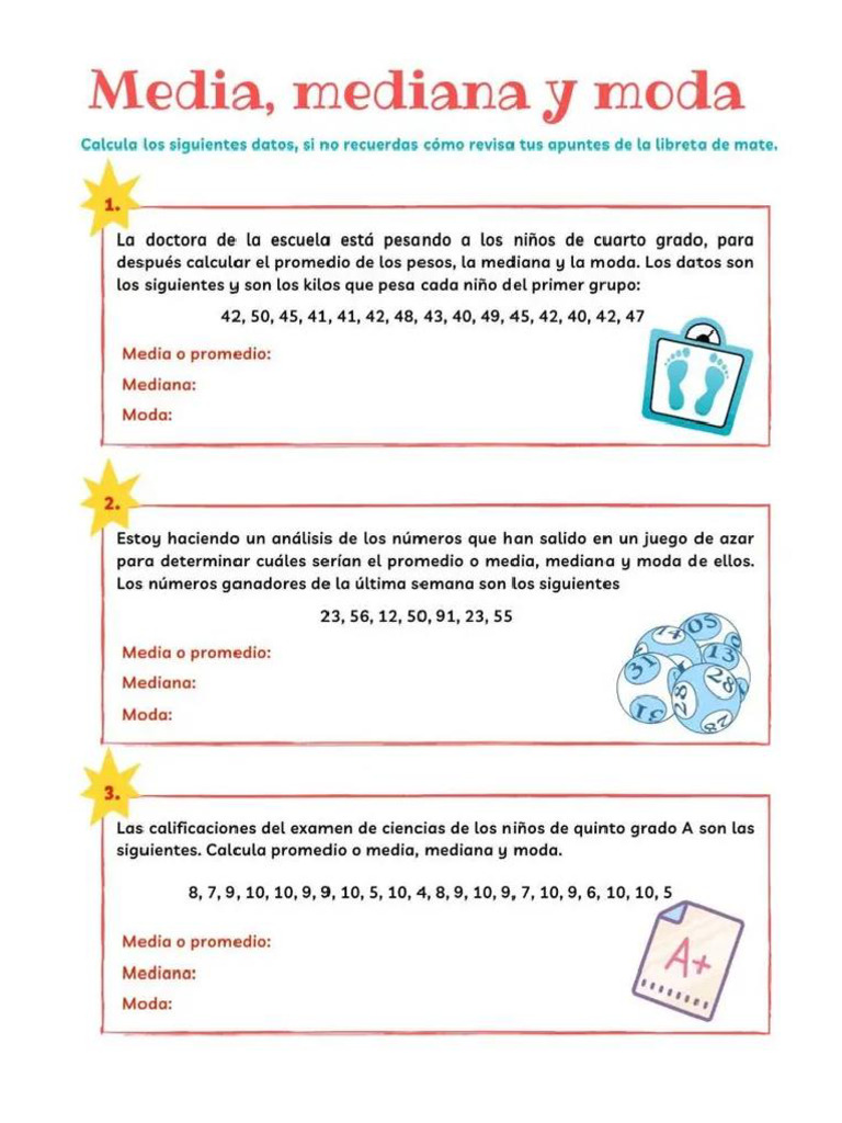 Tarea Media, Mediana y Moda | PDF