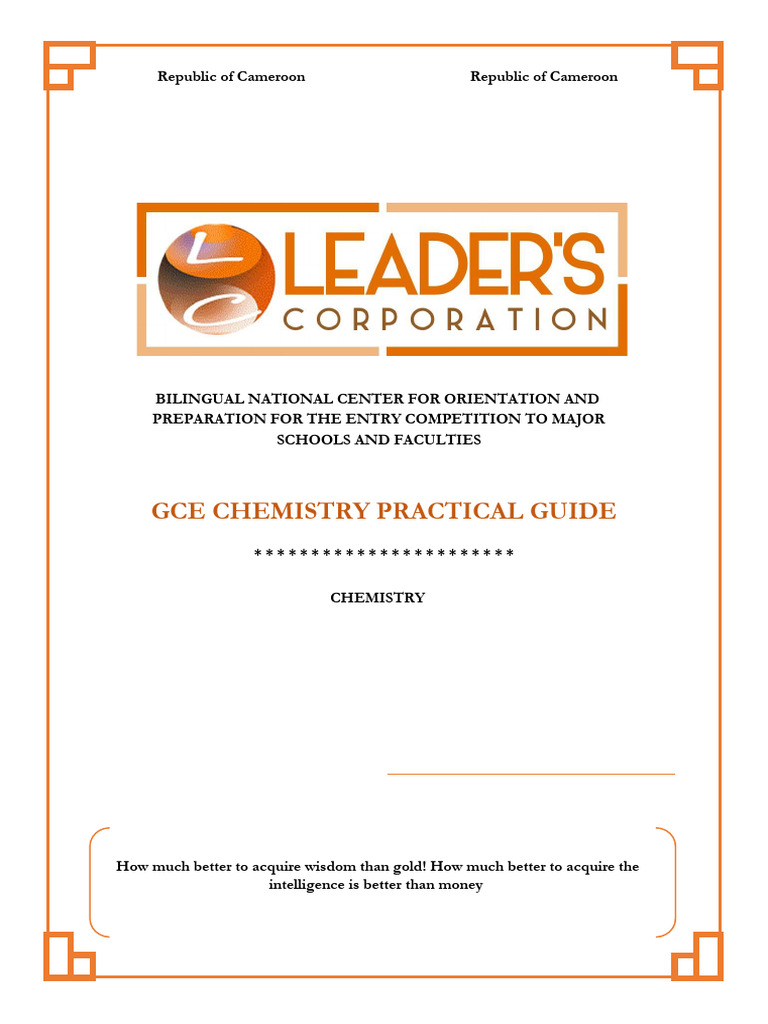 Gce Chemistry Practical Guide Lcorp | PDF | Titration | Chemistry