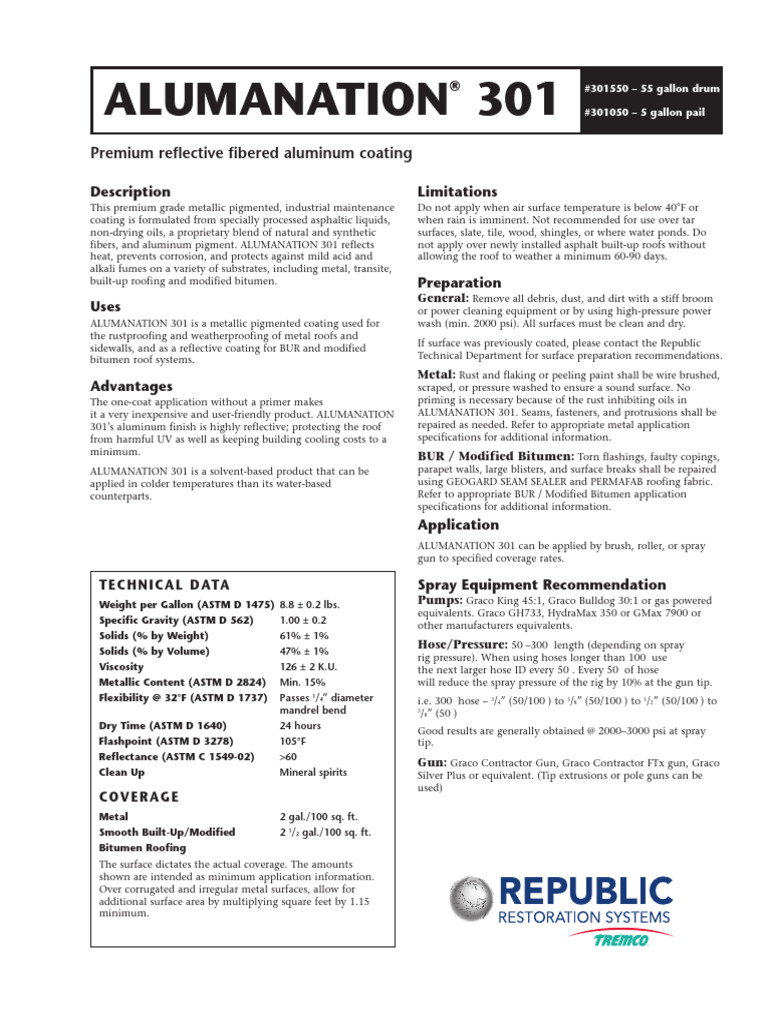 Alumanation 301 Spec Data | PDF | Roof | Legal Liability