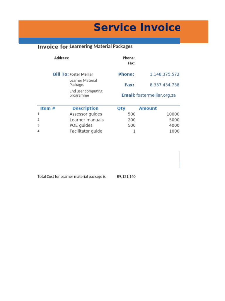 Service Invoice Ass 2 Q5 | PDF
