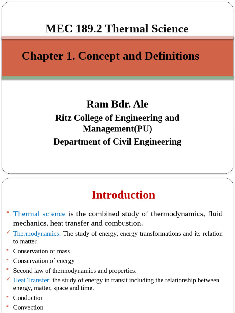 Concept and Definitions | PDF | Pressure | Thermodynamic Equilibrium