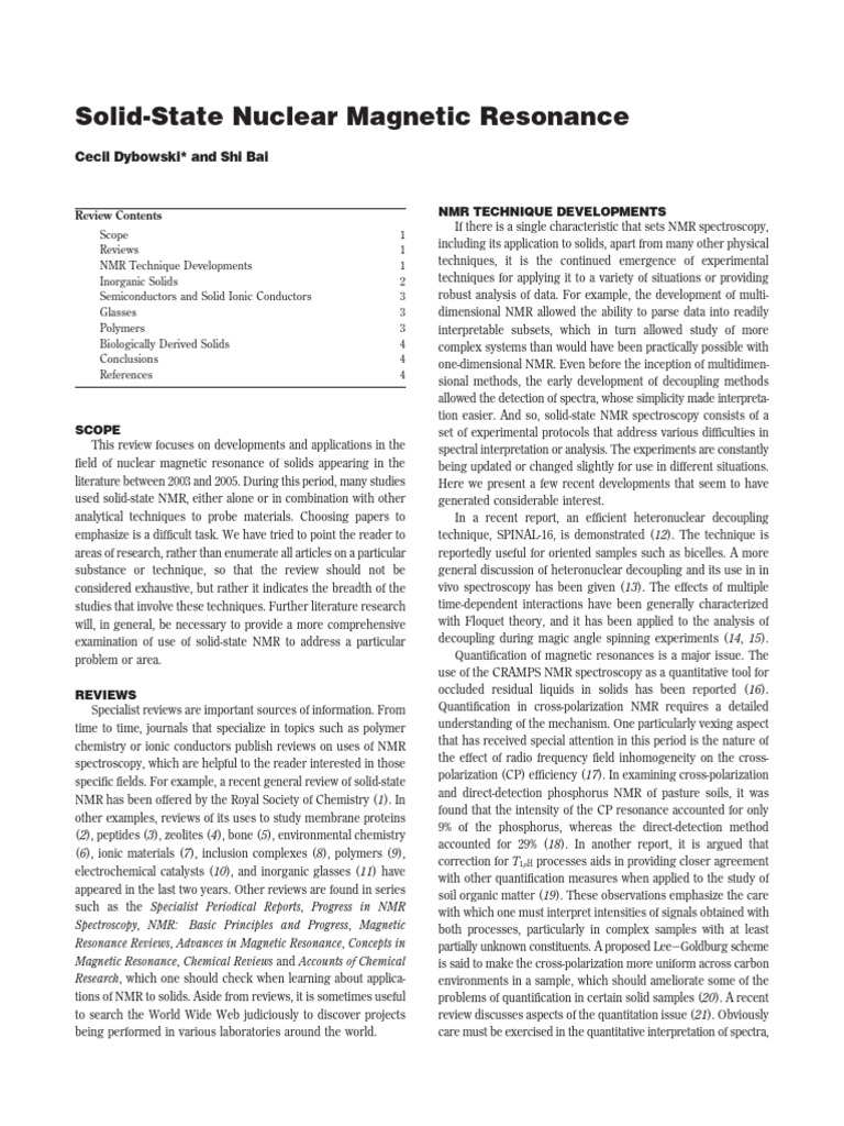 19 2006 solid state NMR | PDF | Nuclear Magnetic Resonance | Nuclear ...