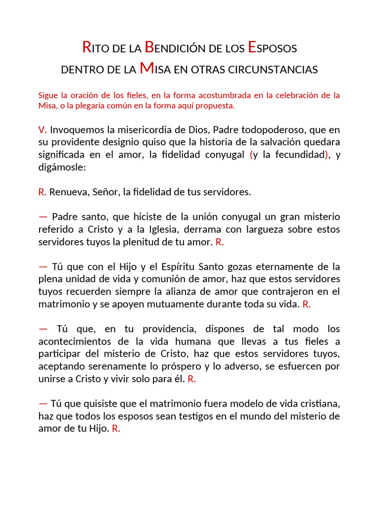 Rito de Bendición de Los Esposos | PDF