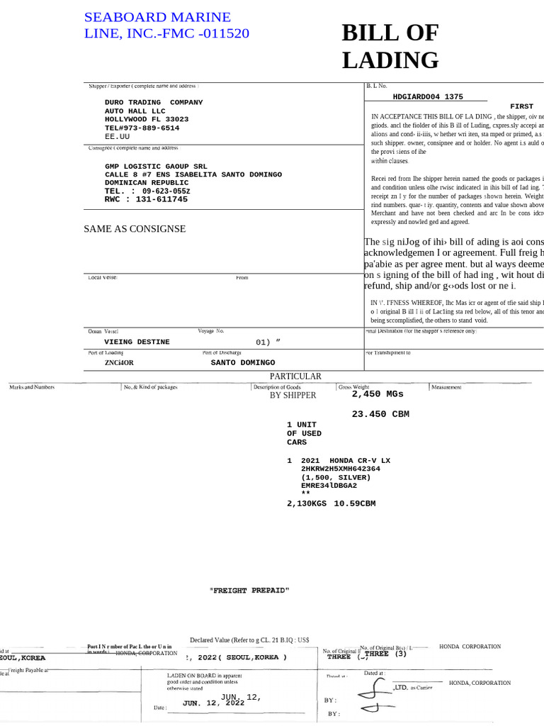 OBL SCAN CIVIC2019 | PDF | Business Documents