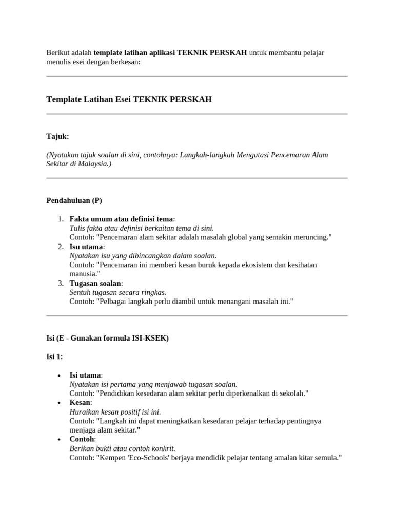 Berikut Adalah Template Latihan Aplikasi TEKNIK PERSKAH Untuk Membantu ...