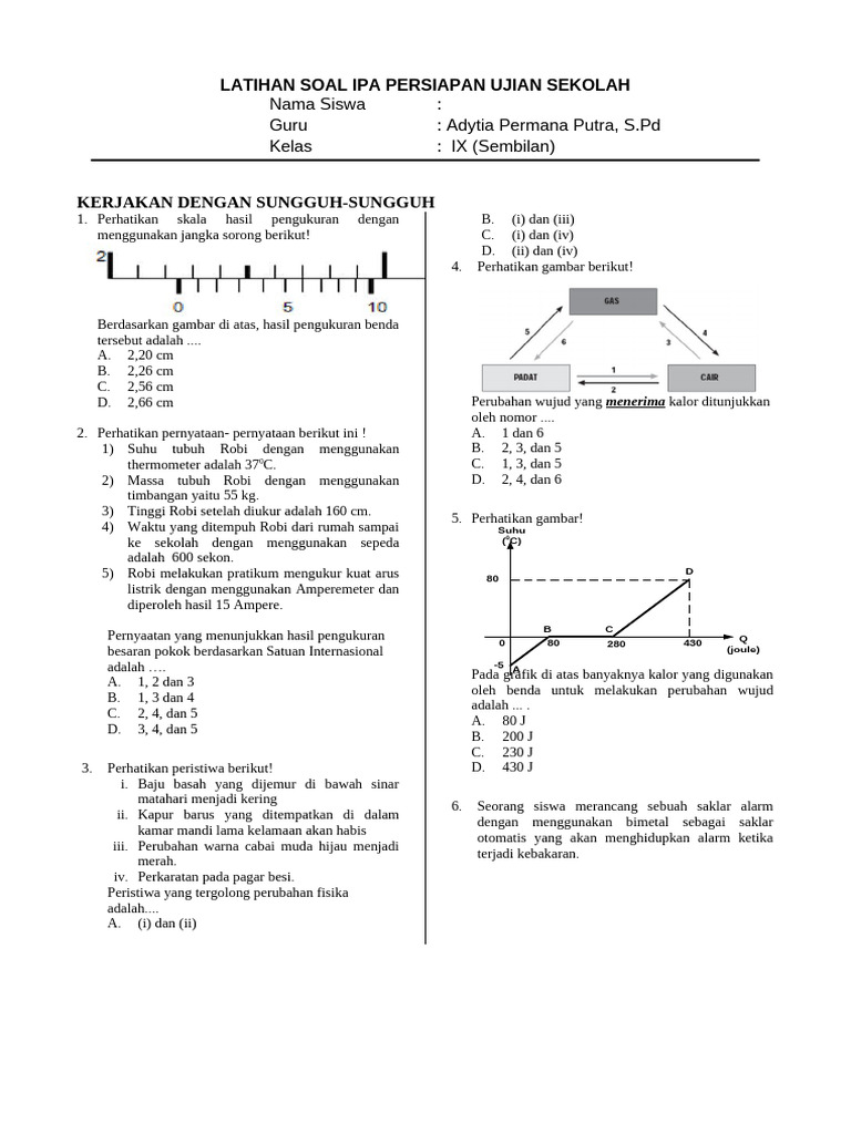 Latihan Persiapan Ujian Sekolah | PDF