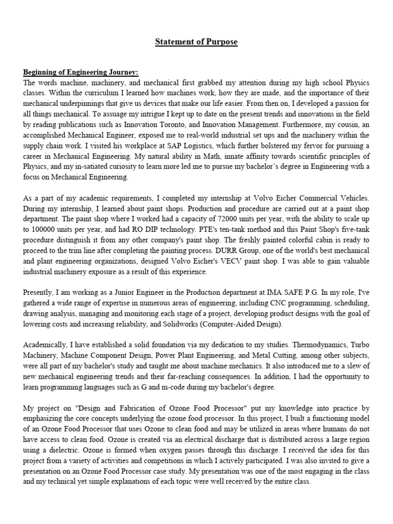 Mechanical Engineering SOP | PDF | Engineering | Ozone
