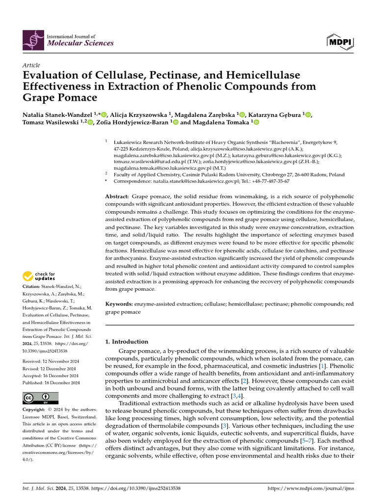 Evaluation of Cellulase, Pectinase, and Hemicellulase | PDF | Polyphenol | Phenolic Content In Wine